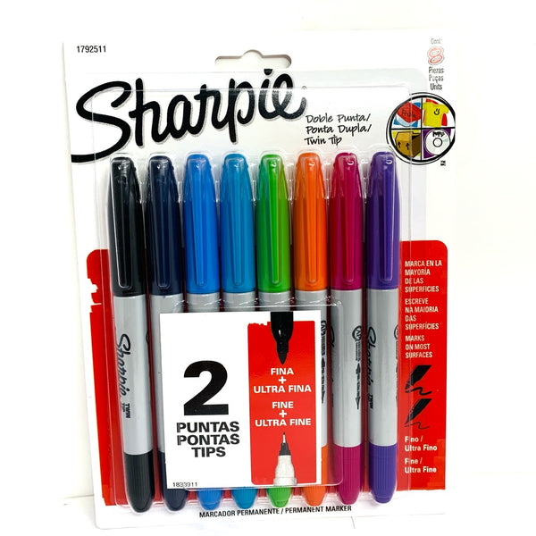 Marcadores Sharpie doble punta 8 colores – Organízate con ABI